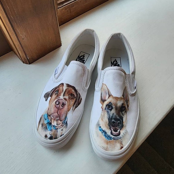 Handpainted Custom Pet Portrait Vans (two Pets) - Etsy