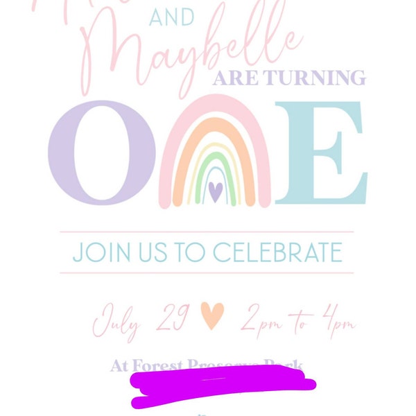 RAINBOW 1st Birthday Invitation: Editable Pastel Boho Invite (digital ...
