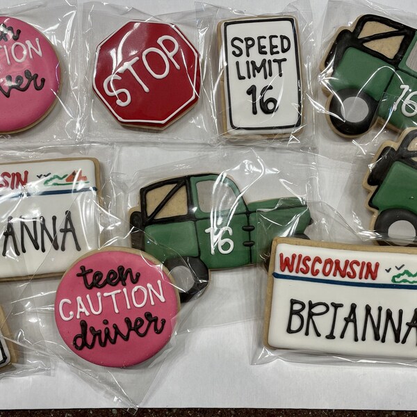 Driving Themed Birthday Sugar Cookies - Decorated Sugar Cookies - Etsy
