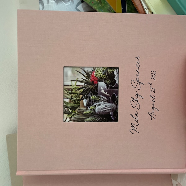 Large Personalised Traditional Book Bound Linen Photo Album With Opaque ...