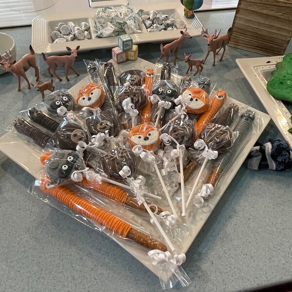 Woodland Animals Oreo Cookie Pops / Forest Animals Party Favor / Baby ...