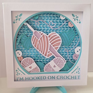 3D Crochet Shadow Box, I'm Hooked on Crochet SVG, Yarn Heart, Heart ...