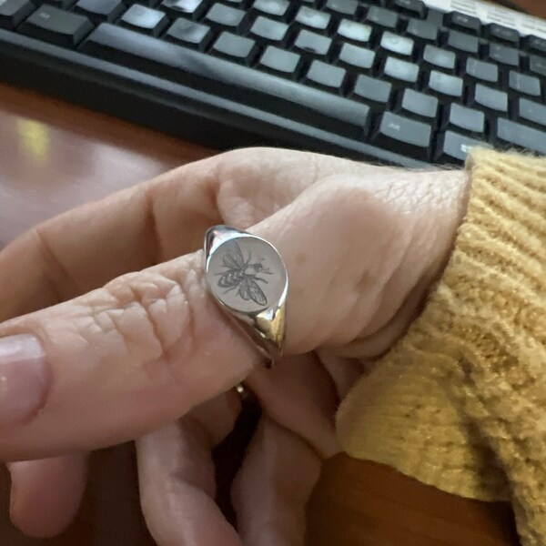 Bee Ring, Sterling Silver Bee Ring, Bee Jewelry, Bee Engraved Ring, Bee ...
