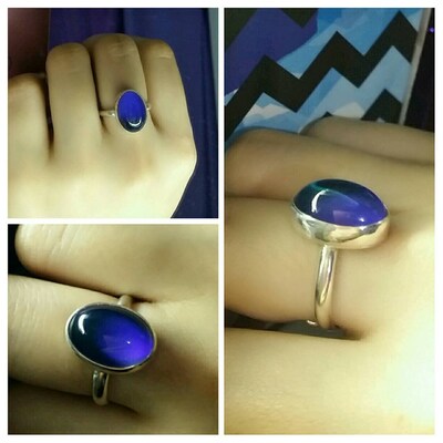 Mood Ring, Silver Mood Ring, Handmade Sterling Silver Smooth Bezel Med ...