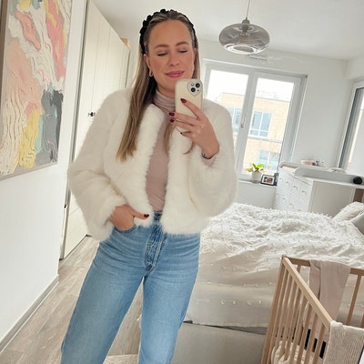 Ivory Faux Fur Coat, Ivory Fur Jacket, Bridal Fur Coat, Faux Fur Bolero ...