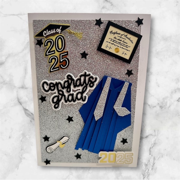 Graduation Card SVG Cut File - Dimensional 5x7 Graduation Icon Card SVG ...