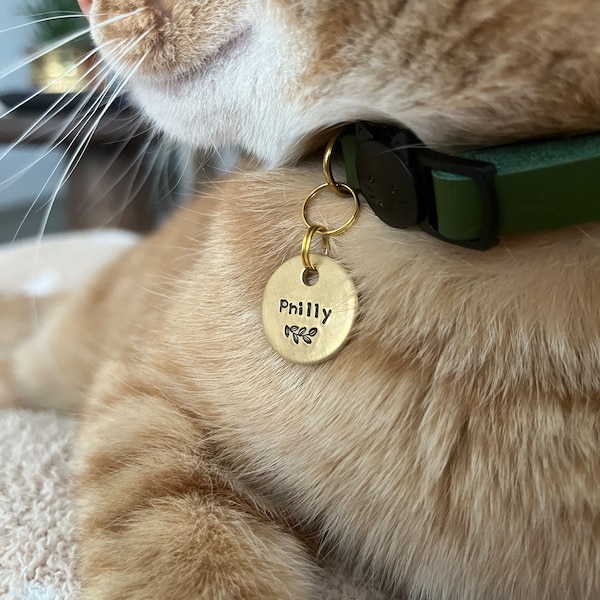 Cat Tag, Cat ID Tag, Small Pet Tag, Cat Name Tag, Microchipped Tag ...