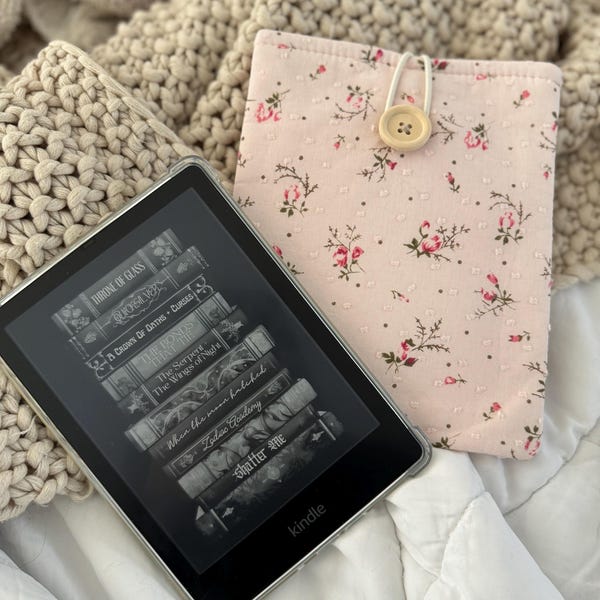 Flowers Kindle Sleeve, Pink Rose Kindle Pouch, Padded Kindle Cover ...