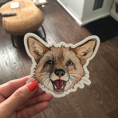 Button Eyed Fig the Fox Weather Proof Sticker - Etsy