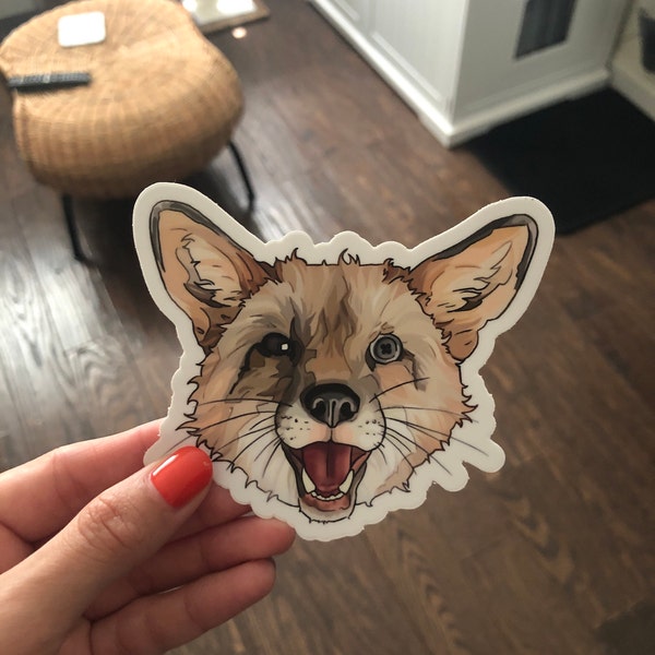 Button Eyed Fig the Fox Weather Proof Sticker - Etsy