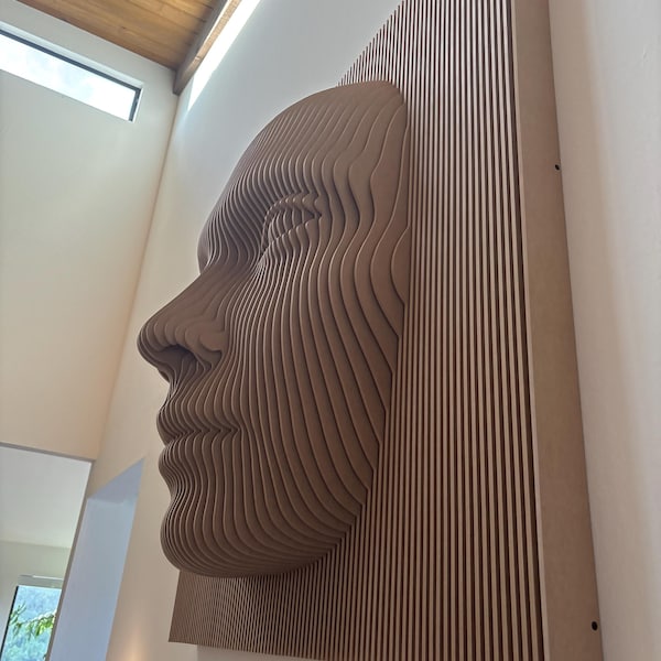 Modern Parametric Wall Art, Human Face, Lips and Hand in Thoughtful ...