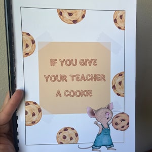 If You Give Your Teacher a Cookie, Printable Gift Card Book, Boy ...