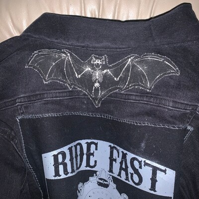 Bat, Banner Patch, Skeleton Bat, Canvas Back Patch, Cloth Patch, Bat ...