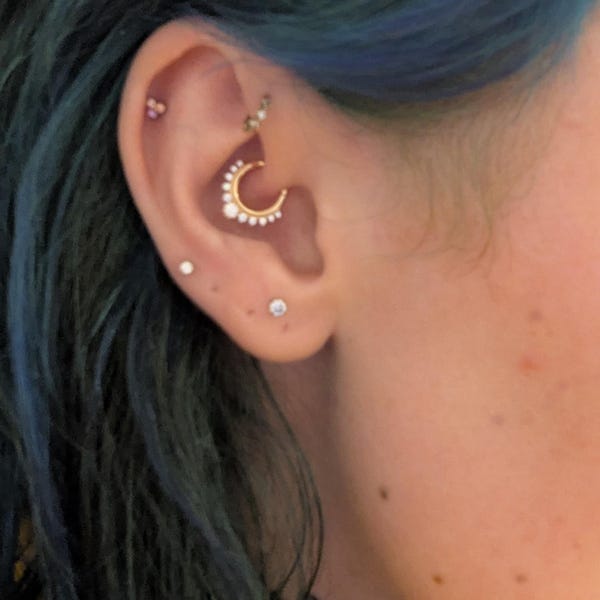 20G 18G Dangle Heart Nose Ring/cartilage Hoop Earrings/minimalist ...