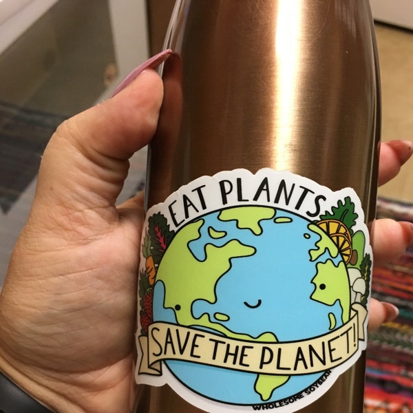 Earth Day Vegan Activism Sticker-"eat Plants"- Herbivore Sticker, Plant ...
