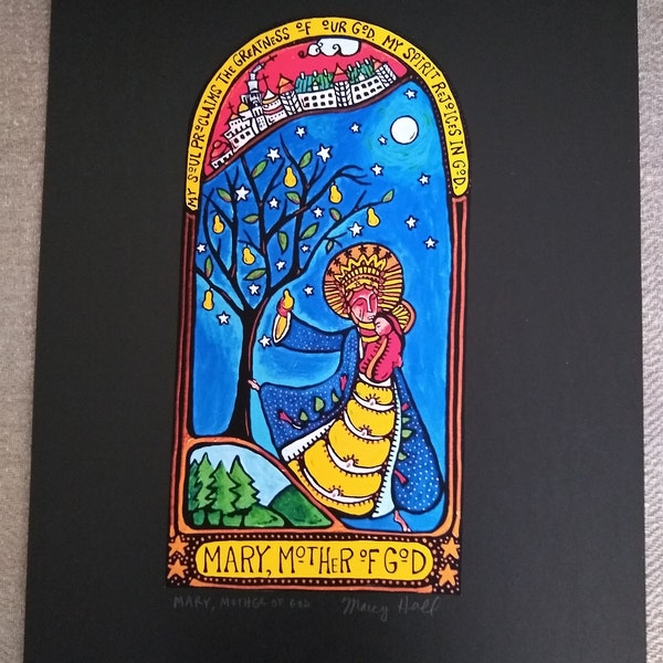 Mary, Mother of God, Art Print, Dancing Monk Series - Etsy
