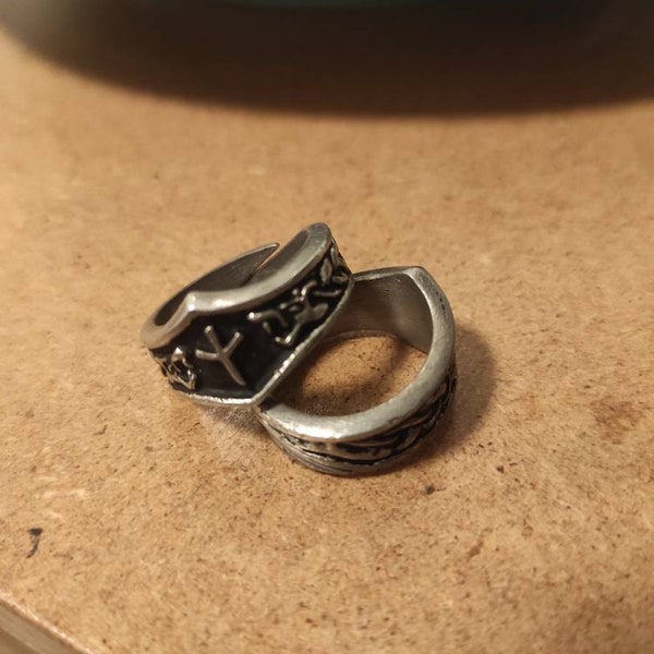 Viking Rune Ring - Your Choice of Rune Symbol - Adjustable US Sizes 9 ...