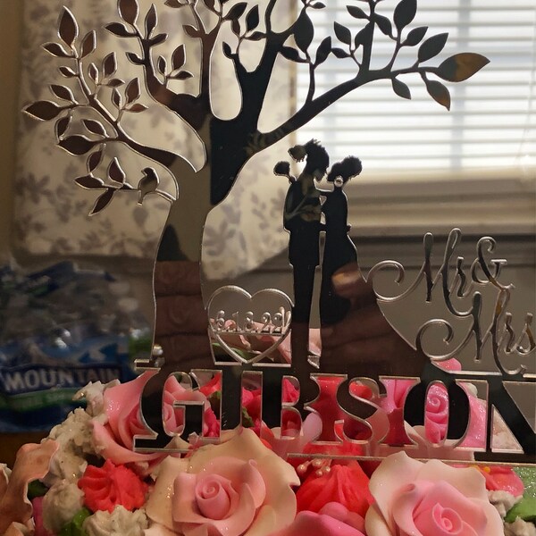 Tree Wedding Cake Topper | Love Tree Cake Topper | Bride and Groom Cake ...