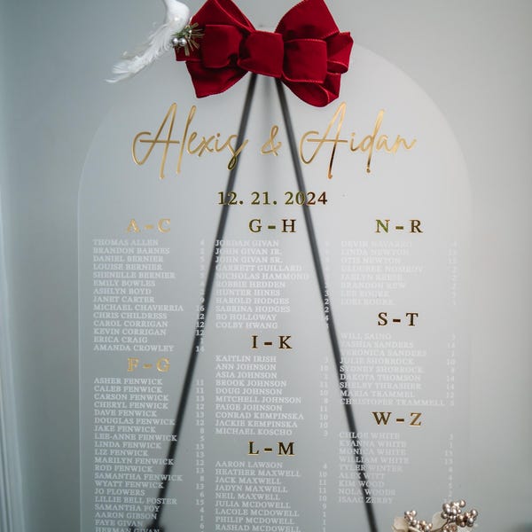 Acrylic Wedding Seating Chart - Table Seating Chart - Alphabetical ...