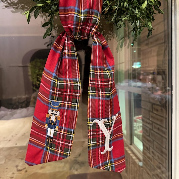 Monogrammed Christmas Tree Wreath Sash, Wreath Sash, Christmas Sash ...