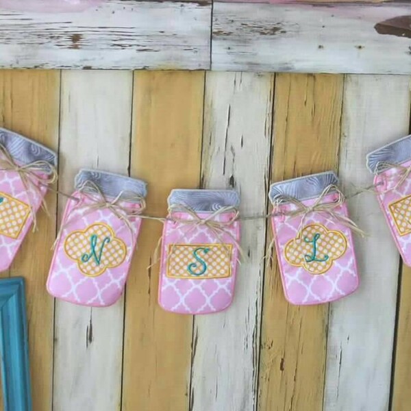 Mason Jar Banner in the Hoop Project Machine Embroidery Design Applique ...