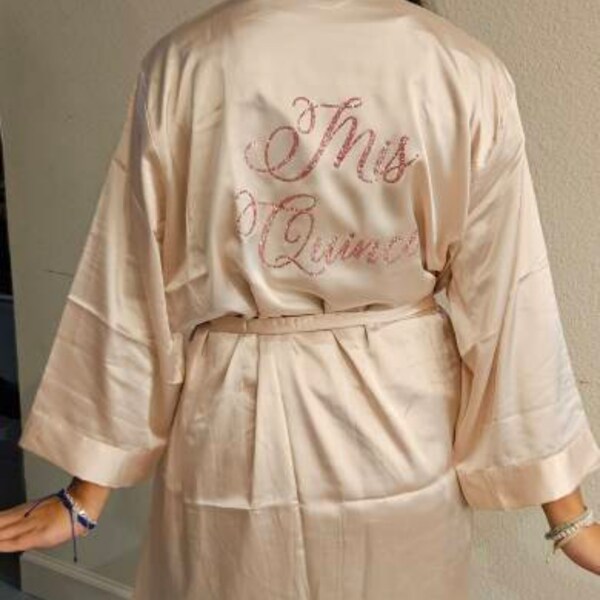 Dusty Pink Quinceañera Robe | Bata Personalizada Mis Quince | Custom ...