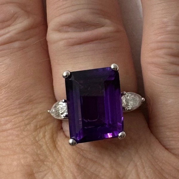 Azul Ring - Elongated Cushion Cut Moissanite Engagement Ring, 3 Stone ...