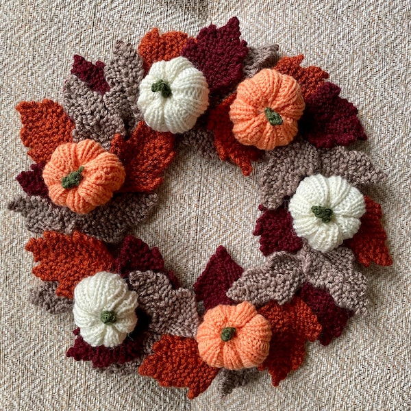 Autumnal Pumpkin Squash Wreath Knitting Pattern - Etsy