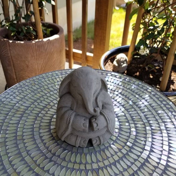 ZEN ELEPHANT BUDDHA: Solid Stone Sculpture. Home & Garden Statue ...