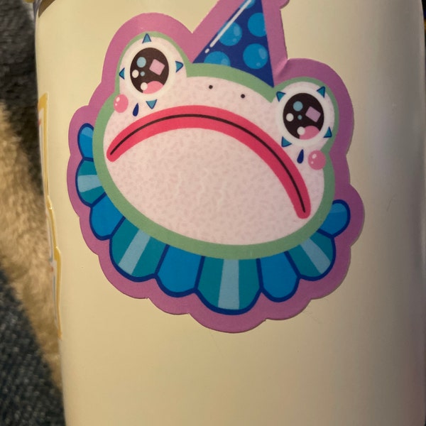 Sad Clown Frog Sticker | Original Sparkle Vinyl Sticker | Glossy ...