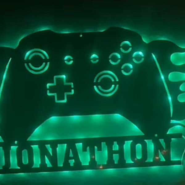 Personalized Video Game Controller Metal Wall Led Lights, Gamer Wall ...