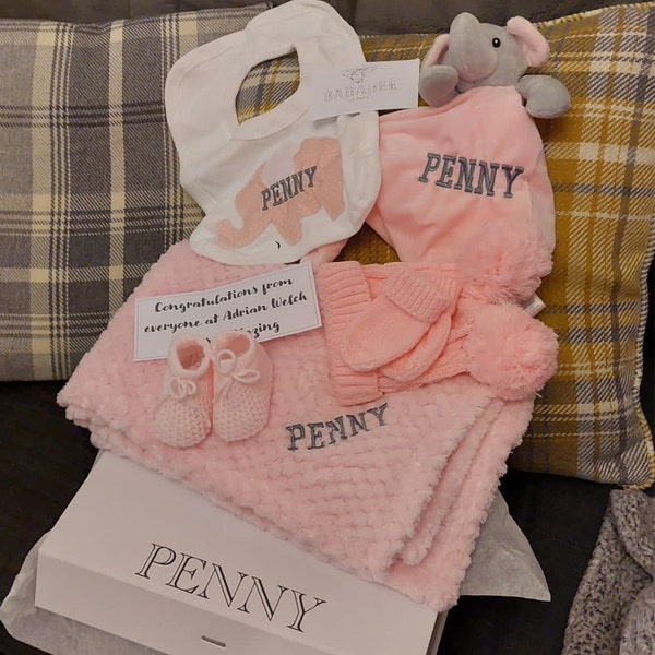 Baby Girl Pink Baby Hamper, Gift Set, Personalised Pink Baby Hamper ...