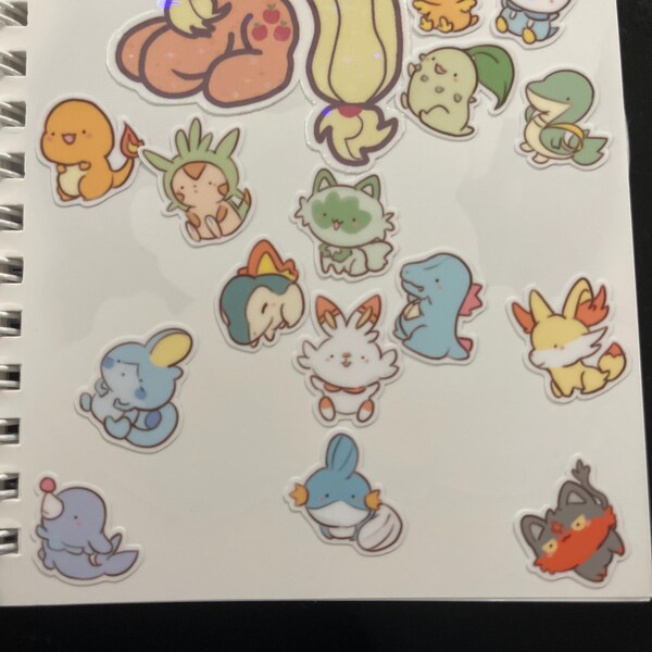 Pastel Tiny Derpy Poké Gen 1-9 Starters Sticker Sheet | 27 Stickers! - Etsy