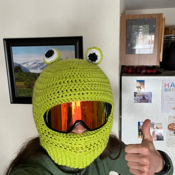 Crochet Pattern Frog Balaclava to Cover Helmet - Etsy