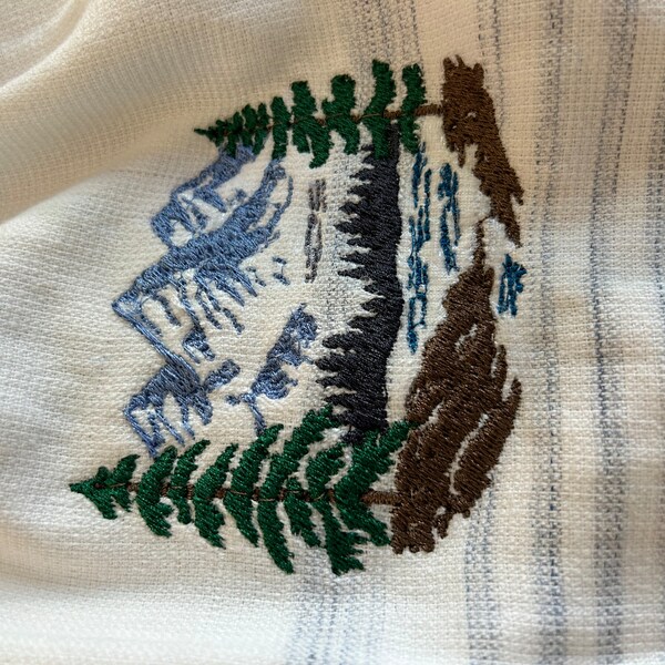Forest Pine Trees and Mountains Lake Embroidery Design. Machine ...