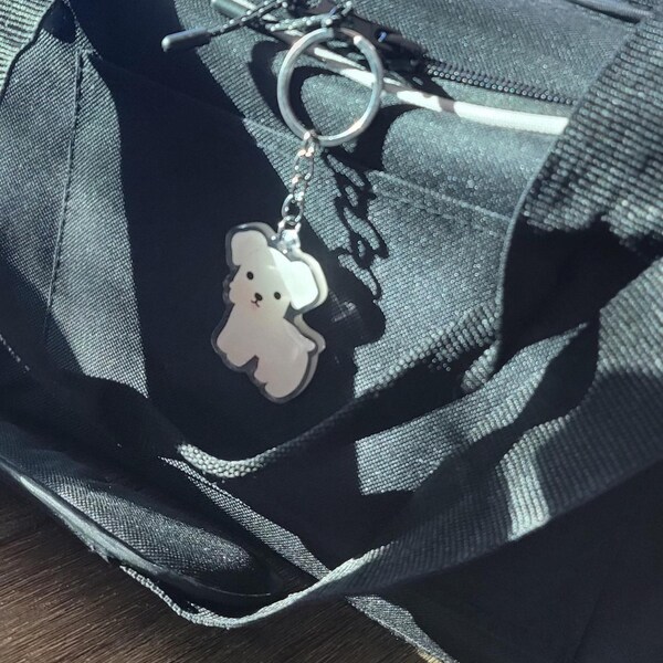 Gray Timber Wolf Acrylic Glitter Keychain Kawaii Chibi Wild Animal ...