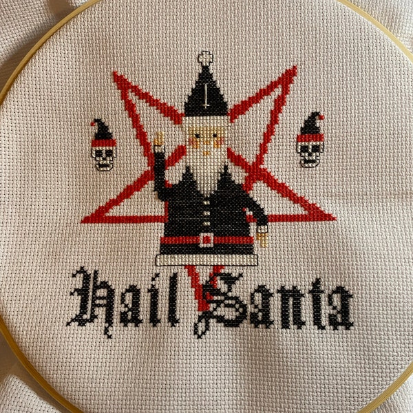Hail Santa - Cross Stitch Pattern - Modern, Macabre, Gothic, Krampus ...