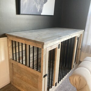 Dog Crate Desk FREE SHIPPING Farmhouse Dog Kennel Dog Furniture Rustic ...
