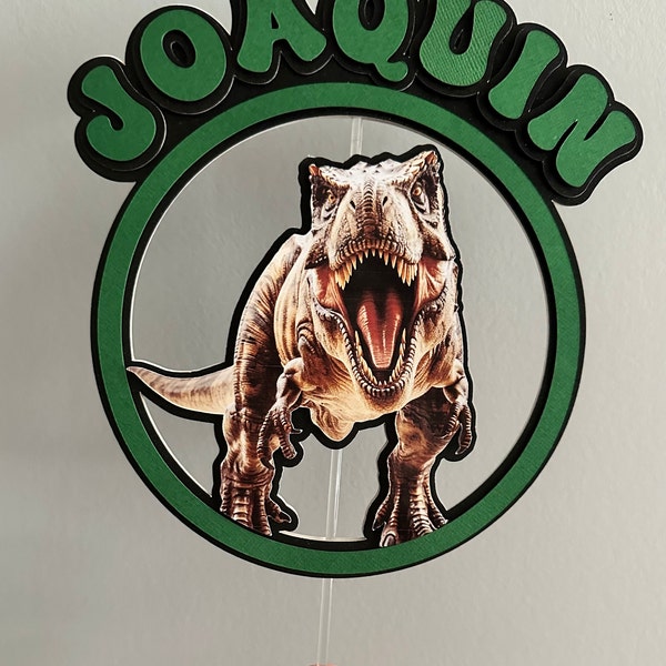 T Rex Dinosaur Name Cake Topper - Etsy