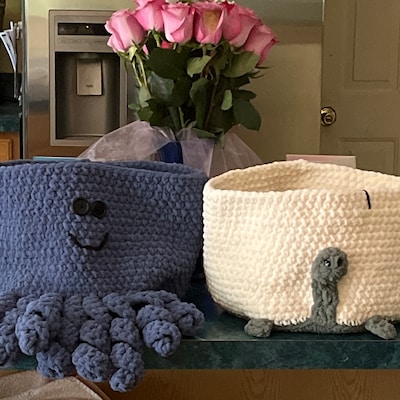 Octopus and Turtle Baskets Nursery Baby Basket Ocean Animals Green/blue ...