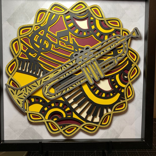 Trumpet Music Instrument Layered Laser Cut File Multi Layer Mandala SVG ...