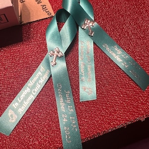 Personalized Memorial Ribbons With Pins for Funeral or Celebration of ...