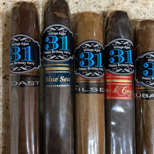 Custom Milestone Birthday Cigar Labels Party Favor 30th 40th 50th ...