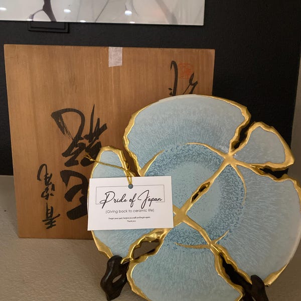 Include Wood Stand ,kintsugi Gifts, Kintsugi Bowl, Japanese Art in Repairing With Gold a Broken ...