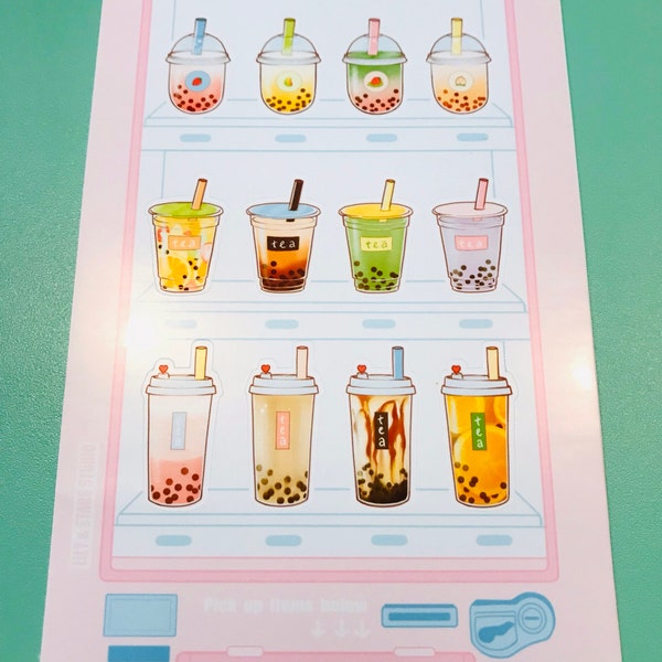 Boba Sticker Sheet • Unique Stickers • Kawaii Design • Cute Food ...