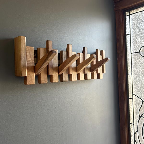 Solid Wood Piano Coat Rack, Wall Mounted Handmade Coat Hat Hanger ...