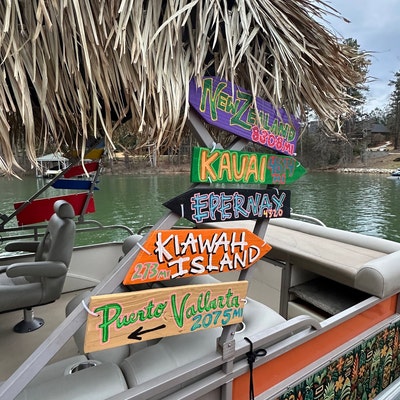 Directional Signs Tiki Decor Tropical Home Decor Yard Destination Signs ...