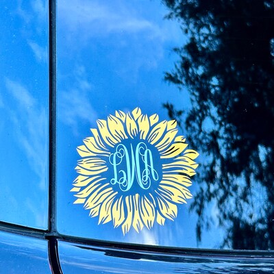 SUNFLOWER OUTLINE Monogram//monogram Decal//sunflower Decal//sunflower ...