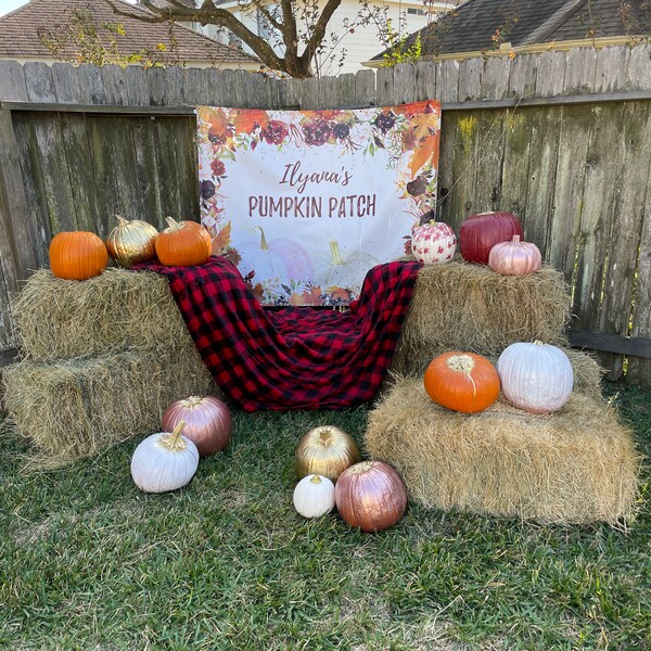 Pumpkin Patch Banner Backdrop, Pumpkin Birthday Step and Repeat Banner ...