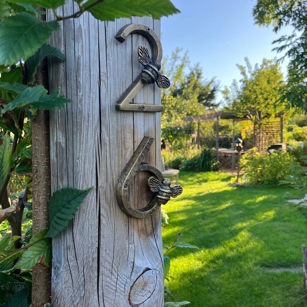 Brass Bee House Number, 4 Inch Heritage Finish - Etsy